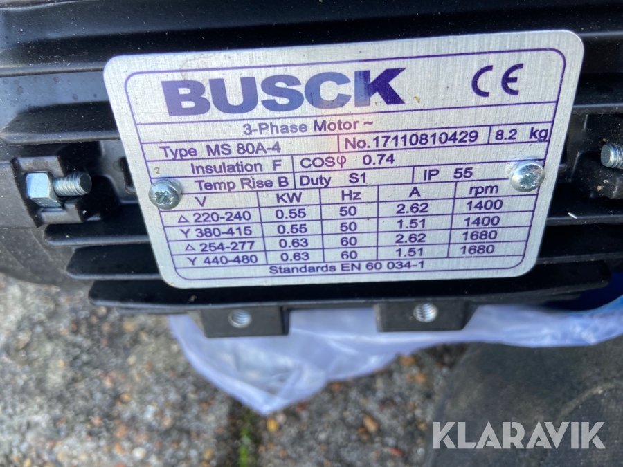 Elmotor Busck MS 80a-4, Ringkøbing-Skjern, Klaravik auktione