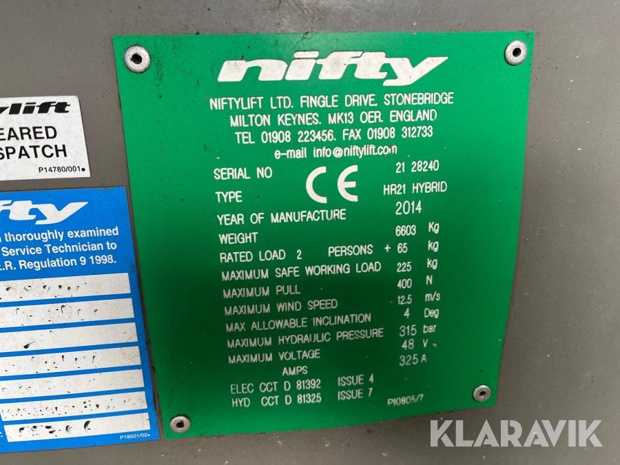 21 meter hybrid bomlift Nifty HR21 Hybrid, Rebild, Klaravik