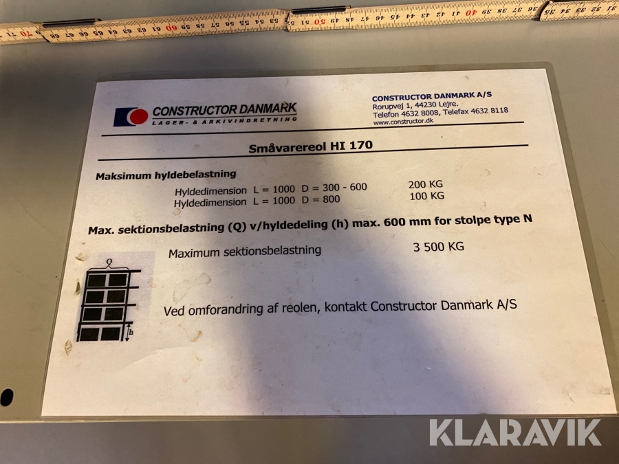 Stålreol Constructor Danmark HI 170, Vordingborg, Klaravik a