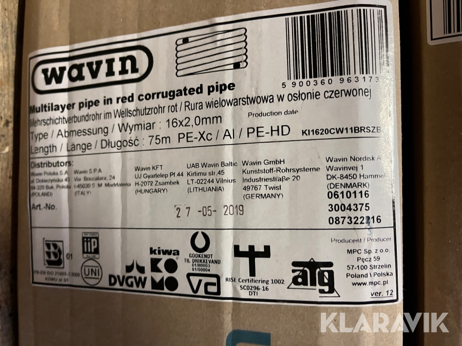 Alupex rør + rør i rør Wavin 25 mm + 16 mm, Rebild, Klaravi